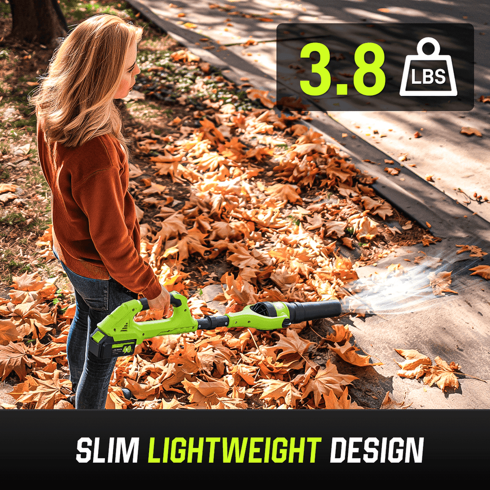 GardenJoy 40V Cordless Leaf Blower, 580 CFM 180 MPH, with Gutter ...